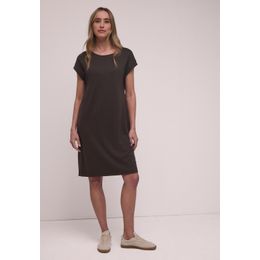 Jerseykleid Street One, Damen, Gr. 46, EURO-Gr&ouml;&szlig;en, espresso braun, Jersey, 73% Viskose, 24% Polyester, 3% Elasthan, unifarben, normal normal, Rundhals, B&uuml;ndchen, Kleider Jerseykleid, knielang