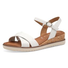 Sandalette Tamaris, Damen, Gr. 37, wei&szlig;, Lederimitat, Schuhe Sandalette, Keilabsatz, Sommerschuh, Riemchensandale mit Schnallenverschluss