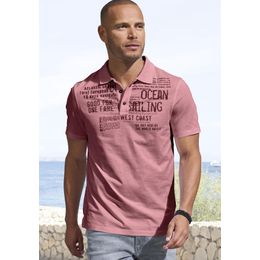 Poloshirt John Devin "mit Print", Herren, Gr. 3XL (64/66), rot (rosenholz), Slub, Obermaterial: 100% Baumwolle, bedruckt, regular fit, Rundhals, abgesteppte Kante, Shirts, Regular-Fit, aus Slub-Qualit&auml;t, mit Print
