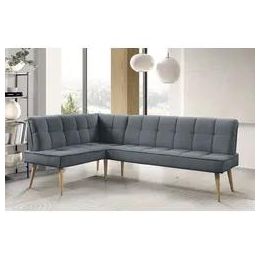 Eckbank exxpo - SOFA FASHION "Latte", antrazith, B:234cm H:95cm T:156cm, 94% PES, 6% NY, Sitzb&auml;nke, Eckbank, moderne Sitz- und R&uuml;ckensteppung, bequem und elegant, hoher Holzfu&szlig;