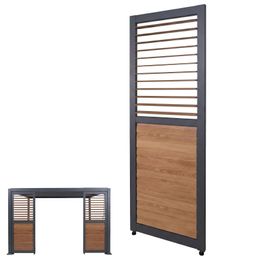 Lamellenwand f&uuml;r Pergola MCW-P65, Lamellenpaneel Modul Paneel Seitenwand, Aluminium 220x68cm Holzoptik ~ anthrazit