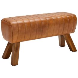 Livetastic Hockerbank, Braun, Holz, Leder, Echtleder, Ziegenleder, Mangoholz, massiv, Lederoptik, 90x46x30 cm, Typenauswahl, Esszimmer, B&auml;nke, Sitzb&auml;nke