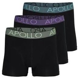 Boxer Apollo "MEN BOXERSHORTS", Herren, Gr. XL, schwarz (multi schwarz), Single Jersey, Obermaterial: 95% Baumwolle, 5% Elasthan, unifarben mit Farbeinsatz, eng, Unterhosen, mit hohem Baumwollanteil, elastisch und gut an den K&ouml;rper