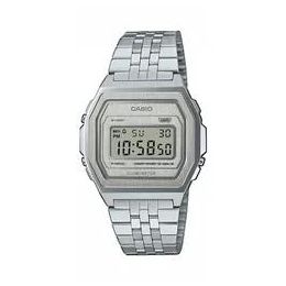 Chronograph CASIO VINTAGE, edelstahlfarben, Armbanduhren, Damen, Chronograph, Quarzuhr, Armbanduhr, Damenuhr, Herrenuhr, Edelstahlarmband, digital