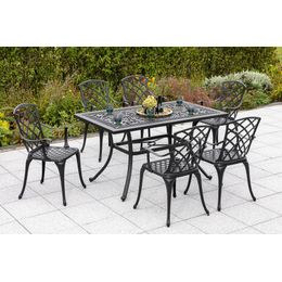 Garten-Essgruppe Merxx "Rhodos", grau (grafit, grafit, grafit), Aluminium, Sitzm&ouml;bel-Sets, 6 Sessel, Tisch