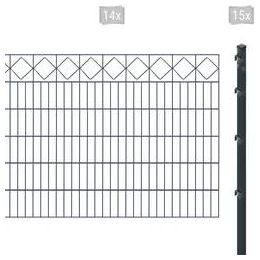 Doppelstabmattenzaun Arvotec "ESSENTIAL 120 zum Einbetonieren "Karo" mit Zierleiste", grau (anthrazit), H:120cm, Kunststoff, Stahl, Zaunelemente, Zaunh&ouml;he 120 cm, Zaunl&auml;nge 2 - 60 m