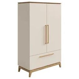Kleiderschrank Paidi "STIENE in Beige oder Grau, 2 T&uuml;ren und 1 Schublade mit Soft-Close", cashmere, beige, eiche massiv, B:123cm H:200cm T:57cm, Holzwerkstoff, Massivholz, Schr&auml;nke, Kleiderschrank, inkl Kleiderstange + Einlegeb&ouml;den, Kleiderschrank mit Eiche Massivholz