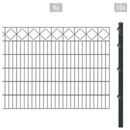 Doppelstabmattenzaun Arvotec "ESSENTIAL 120 zum Einbetonieren "Karo" mit Zierleiste", grau (anthrazit), H:120cm, Kunststoff, Stahl, Zaunelemente, Zaunh&ouml;he 120 cm, Zaunl&auml;nge 2 - 60 m