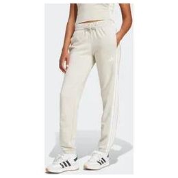 Sporthose Adidas SPORTSWEAR "ESSENTIALS 3-STREIFEN FRENCH TERRY CUFFED", Damen, Gr. XS, N-Gr, grau (wonder alumina, wei&szlig;, normal, gr.), Obermaterial: 55% Baumwolle, 36% Polyester, 9% Viskose, Hosen Sporthose, Regul&auml;re Passform, mittelhoher Bund, weiches French Terry Material