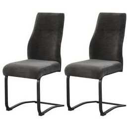 Esszimmerstuhl Home Affaire "VERNON, 2er Set, mit Metallgestell in matt schwarz", schwarz matt, pulverbeschichtet, anthrazit, B:43cm H:98cm T:59cm, Metall, Polyester, St&uuml;hle, Esszimmerstuhl, in verschiedenen Farben, Belsatbarkeit pro Stuhl 120 kg