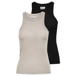 Tanktop Only "ONLLINDSAY TANK TOP 2 PACK", Damen, Gr. M (38), schwarz, Jersey, Obermaterial: 95% Baumwolle, 5% Elasthan, unifarben, sehr figurbetont normal, Rundhals, Tops Tanktop, Baumwollmischung