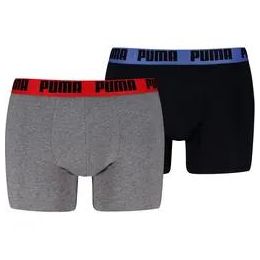 Boxershorts Puma "Puma MEN EVERYDAY BASIC BOXERS 2P", Damen, Gr. L, grau, rot, royal sapphire, Jersey, Obermaterial: 95% Baumwolle, 5% Elasthan, k&ouml;rpernah, Unterhosen, mit Puma Webbund