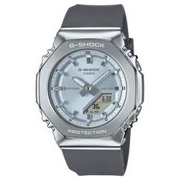 Chronograph Casio G-SHOCK, grau (grau, hellblau), Armbanduhren, Damen, Chronograph, Quarzuhr, Armbanduhr, Damenuhr, Herrenuhr, Stoppfunktion, Resinband
