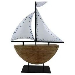 Dekofigur AM Design "Schiff aus Mangoholz und Metall", braun, B:5cm H:27cm T:27cm, Holzwerkstoff, Metall, Dekofiguren, Osterdekoration in zwei Gr&ouml;&szlig;en