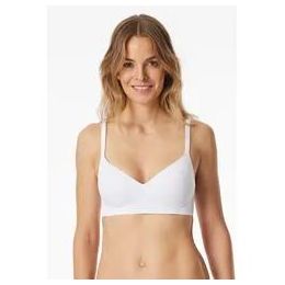 Soft-BH Schiesser "Unique Micro", Damen, Gr. 75, Cup C, wei&szlig; (100, wei&szlig;), Single Jersey, Obermaterial: 70% Polyamid, 30% Elasthan, unifarben, bequem, BHs Soft-BH, mit Schale, verstellbare Tr&auml;ger, elastische Wirkware