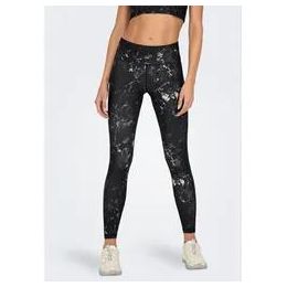 Funktionstights Only Play "ONPRYA-2-SPACE LIFE HW PCK TIGHTS NOOS", Damen, Gr. L (40), N-Gr, schwarz (schwarz aop:with pumice stone), Jersey, Obermaterial: 80% Polyester, 20% Elasthan, bedruckt, figurbetont kn&ouml;chelfrei, Hosen, mit reflektierenden Details