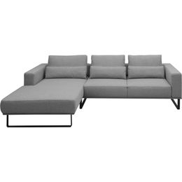 Ecksofa Musterring "JustB PM100", grau, B:292cm H:88cm T:185cm, 100% Polyester, Sofas, Ecksofa, Mit schwarzen Metallkufen und 292 cm Breite - 6 Farben w&auml;hlbar