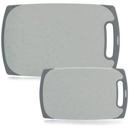 Schneidebrett zeller PRESENT "Schneidebrett-Set 2-tlg., Kunststoff, grau/anthrazit", grau (grau, anthrazit), B:24,3cm H:0,9cm L:40cm, Polypropylen, Schneidebretter, gummierten R&auml;ndern