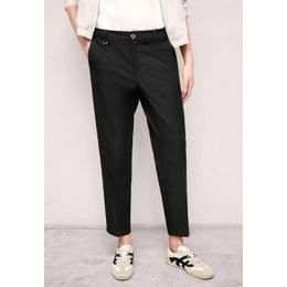 Damen Chinohoseschwarz, Gr. 42, STREET ONE STUDIO, unifarben, Stoff, 66% Viskose, 34% Polyester, Hosen, Middle Waist