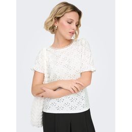 Kurzarmshirt Only "ONLNEW SMILLA LIFE S/S PUFF TOP JRS", Damen, Gr. S, cloud dancer, Jersey, Obermaterial: 95% Polyester, 5% Elasthan, unifarben, regular fit normal, Rundhals, elastischer Bund, Shirts