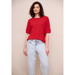 T-Shirt STREET ONE STUDIO, Damen, Gr. 34, chili rot, Stoff, 60% Viskose, 40% Polyester, unifarben, normal normal, Rundhals, elastischer Bund, Shirts T-Shirt, Rundhalsausschnitt