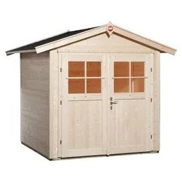 Gartenhaus Weka "224 Gr.1", beige (naturbelassen), Fu&szlig;boden im Gartenhaus, ohne Dacheindeckung, Massivholz, Gartenh&auml;user, Gartenhaus