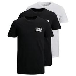 Jack & Jones T-Shirt JACK & JONES "CORP LOGO TEE", Herren, Gr. L, blau (schwarz, navy, wei&szlig;), Jersey, Obermaterial: 100% Baumwolle, schmal h&uuml;ftbedeckend, Rundhals, Shirts T-Shirt