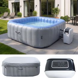 Whirlpool MCW-N97, 5 Personen, In-/Outdoor heizbar aufblasbar Pumpe PVC laminiert, eckig 180cm grau-blau