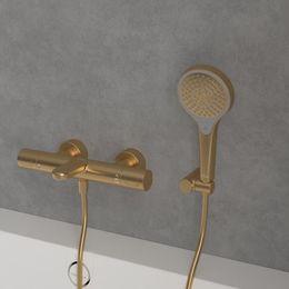 Villeroy & Boch Villeroy & Boch Verve Showers Handbrause TVS10900100076 &Oslash; 110mm, 3 Strahlart, mit R&uuml;ckflussschutz, Wandmontage, brushed gold