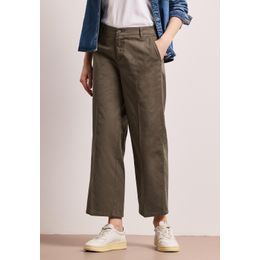 Chinohose Street One, Damen, Gr. 44, L&auml;nge 28, cold brew braun, Web, 97% Baumwolle, 3% Elasthan, unifarben, comfort fit kn&ouml;chelfrei, Hosen Chinohose, Middle Waist