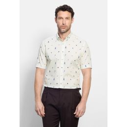 Kurzarmhemd OLYMP "OLYMP Casual, regular fit, Button-down", Herren, Gr. L, Normaler Arm, sanftes wei&szlig;, 100% Baumwolle, Hemden
