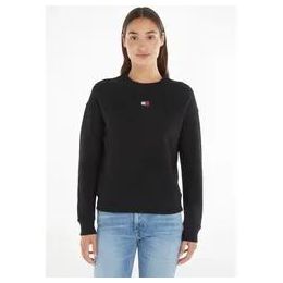 Sweatshirt Tommy Jeans CURVE "TJW BXY BADGE CREW EXT", Damen, Gr. XXL (46), schwarz, Sweatware, Obermaterial: 100% Baumwolle, unifarben, Basic, Rundhals, B&uuml;ndchen, Sweatshirts Sweatshirt