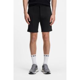 Shorts BOSS Green "Join Headlo", Herren, Gr. L, N-Gr, schwarz (schwarz001), Piqu&eacute;, Obermaterial: 53% Baumwolle, 44% Polyester, 3% Elasthan, unifarben, regular fit kurz, Hosen Shorts, Piqu&eacute;-Qualit&auml;t mit Paspeln