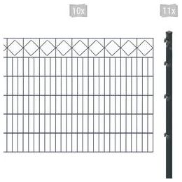 Doppelstabmattenzaun Arvotec "ESSENTIAL 120 zum Einbetonieren "Karo" mit Zierleiste", grau (anthrazit), H:120cm, Kunststoff, Stahl, Zaunelemente, Zaunh&ouml;he 120 cm, Zaunl&auml;nge 2 - 60 m