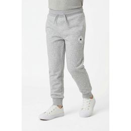 Jogginghose Converse "SIGNATURE FLEECE CHUCK PATCH JOGGER - f&uuml;r Kinder", M&auml;dchen, Gr. 134/140, N-Gr, grau (dk grau heather, schwarz), Sweatware, Obermaterial: 60% Baumwolle, 40% Polyester, Hosen Jogginghose, f&uuml;r Kinder
