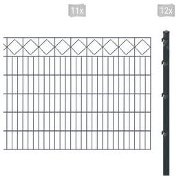 Doppelstabmattenzaun Arvotec "ESSENTIAL 120 zum Einbetonieren "Karo" mit Zierleiste", grau (anthrazit), H:120cm, Kunststoff, Stahl, Zaunelemente, Zaunh&ouml;he 120 cm, Zaunl&auml;nge 2 - 60 m