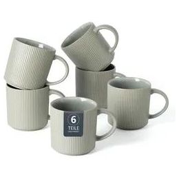 Becher OTTO HOME "Kaffeebecher Ylvii, 6er Set", reactive gr&uuml;n, H:9,8cm &Oslash;:9,4cm, Steinzeug, Trinkgef&auml;&szlig;e, Becher, Riffeloptik, sp&uuml;lmaschinenfest und mikrowellengeeignet, 460 ml