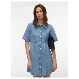 V&eacute;ro Moda Jeanskleid VERO MODA "VMDAISY 2/4 SHORT DENIM DRESS NOOS", Damen, Gr. XS, N-Gr, light blau denim, Denim/Jeans, Obermaterial: 100% Baumwolle, unifarben, kurz, Kleider, Baumwolle