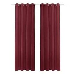 Vorhang OTTO HOME "SOLA" Gr. 5, rot (dunkelrot), B:130cm H:265cm, Polyester, Polyester, Gardinen, blickdicht, &Ouml;sen-Aufh&auml;ngung, w&auml;rmeabweisend,, 1er oder 2er Set