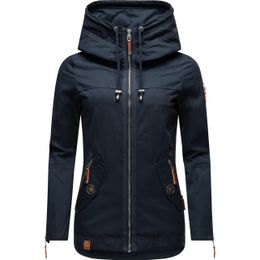 Outdoorjacke Navahoo "Wekoo", Damen, Gr. S (36), blau, Oberstoff: 100% Baumwolle. Futter: 100% Polyester. &Auml;rmelfutter: 100% Polyester, tailliert h&uuml;ftbedeckend, &Auml;rmel ohne &Auml;rmelschlitz normaler Saum mit Rei&szlig;verschluss, Jacken Outdoorjacke, moderner Damen &Uuml;bergangsparka aus Baumwolle mit Kapuze