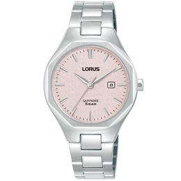 Quarzuhr Lorus "Classic Quarz", silberfarben, rosa, Armbanduhren, Damen, Quarzuhr, Armbanduhr, Damenuhr, Edelstahlarmband, analog, Tag