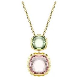 Kette mit Anh&auml;nger Swarovski "Schmuck Geschenk Chroma Anh&auml;nger", gold (gelbgoldfarben, pink, gr&uuml;n), Halsketten, Damen, Metall, L: 49, mit Swarovski ReCreatedTM Crystal - Einh&auml;nger drehbar