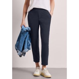 Stoffhose Street One, Damen, Gr. 44, L&auml;nge 28, shadowed navy, Stoff, 95% Viskose, 5% Elasthan, unifarben, loose fit kniefrei, Hosen Stoffhose, Middle Waist
