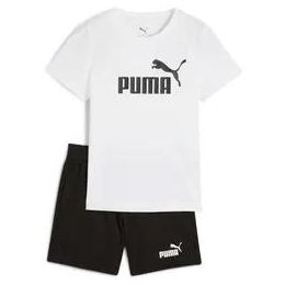 Trainingsanzug Puma "ESS NO.1 LOGO TEE AND SHORTS SET PS", Jungen, Gr. 104, wei&szlig; (Puma wei&szlig;, Puma schwarz), Jersey, Obermaterial: 100% Baumwolle, bedruckt, regular fit, Sportanz&uuml;ge Trainingsanzug, zweiteiliges Set, T-Shirt mit geripptem Rundhalsausschnitt