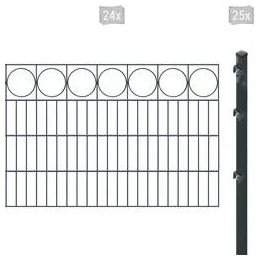 Doppelstabmattenzaun Arvotec "ESSENTIAL 80 zum Einbetonieren "Ring" mit Zierleiste", grau (anthrazit), H:80cm, Kunststoff, Stahl, Zaunelemente, Zaunh&ouml;he 80 cm, Zaunl&auml;nge 2 - 60 m