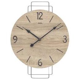Wanduhr AMS, braun (schwarz, braun), Wanduhren, B/H/L: 35cm x 5cm x 48cm, Wanduhr, Made in Germany,Wohnzimmer,Esszimmer,K&uuml;che,Arbeitszimmer,B&uuml;ro,Flur