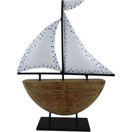 Dekofigur AM Design "Schiff aus Mangoholz und Metall", braun, B:5cm H:27cm T:27cm, Holzwerkstoff, Metall, Dekofiguren, Osterdekoration in zwei Gr&ouml;&szlig;en