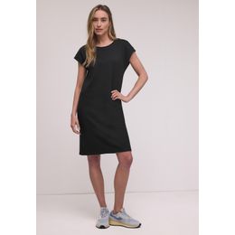 Jerseykleid Street One, Damen, Gr. 44, EURO-Gr&ouml;&szlig;en, schwarz, Jersey, 73% Viskose, 24% Polyester, 3% Elasthan, unifarben, normal normal, Rundhals, B&uuml;ndchen, Kleider Jerseykleid, knielang