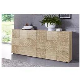 Sideboard Home Affaire "Miro", braun (eichefarben s&auml;gerau mit siebdruck), Sideboards, Sideboard, Breite 181 cm mit dekorativem Siebdruck