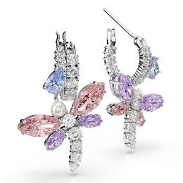 Paar Ohrstecker Swarovski "Schmuck Geschenk 2026 CAPSULE Ohrringe Libelle", metallfarben, kristallwei&szlig;, pink, lila, blau, wei&szlig;, kristallwei&szlig;, pink, lila, blau, Ohrringe, Damen, Metall Perlen, Metall, Perlen, mit Swarovski Kristall - mit Swarovski Perle